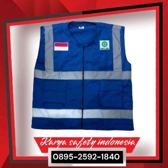 Jual Rompi Kerja Proyek Bahan Drill/safety Vest Proyek Warna Biru Bca ...