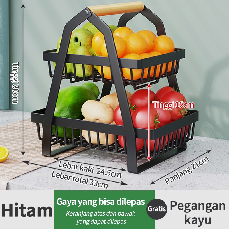 Jual RAK BAWANG Keranjang Rak Dapur Rak Buah Besi Rak Dapur Besi Kayu ...