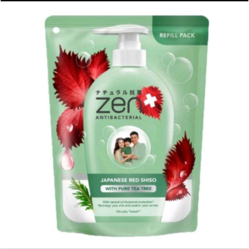Jual Zen Antibacterial Body Wash Sabun cair Shiso & Sandalwood Pump 500 mL dan Refill 400ml ...