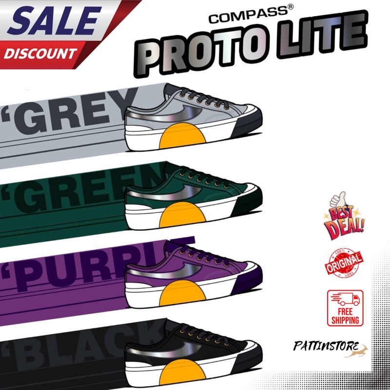 Jual Sepatu Compass Proto Lite Black/Grey/Purple/Green - ORIGINAL 100% ...