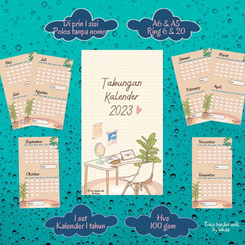 Jual tabungan 1 tahun / isi 8 lembar / tabungan kalender | Shopee Indonesia