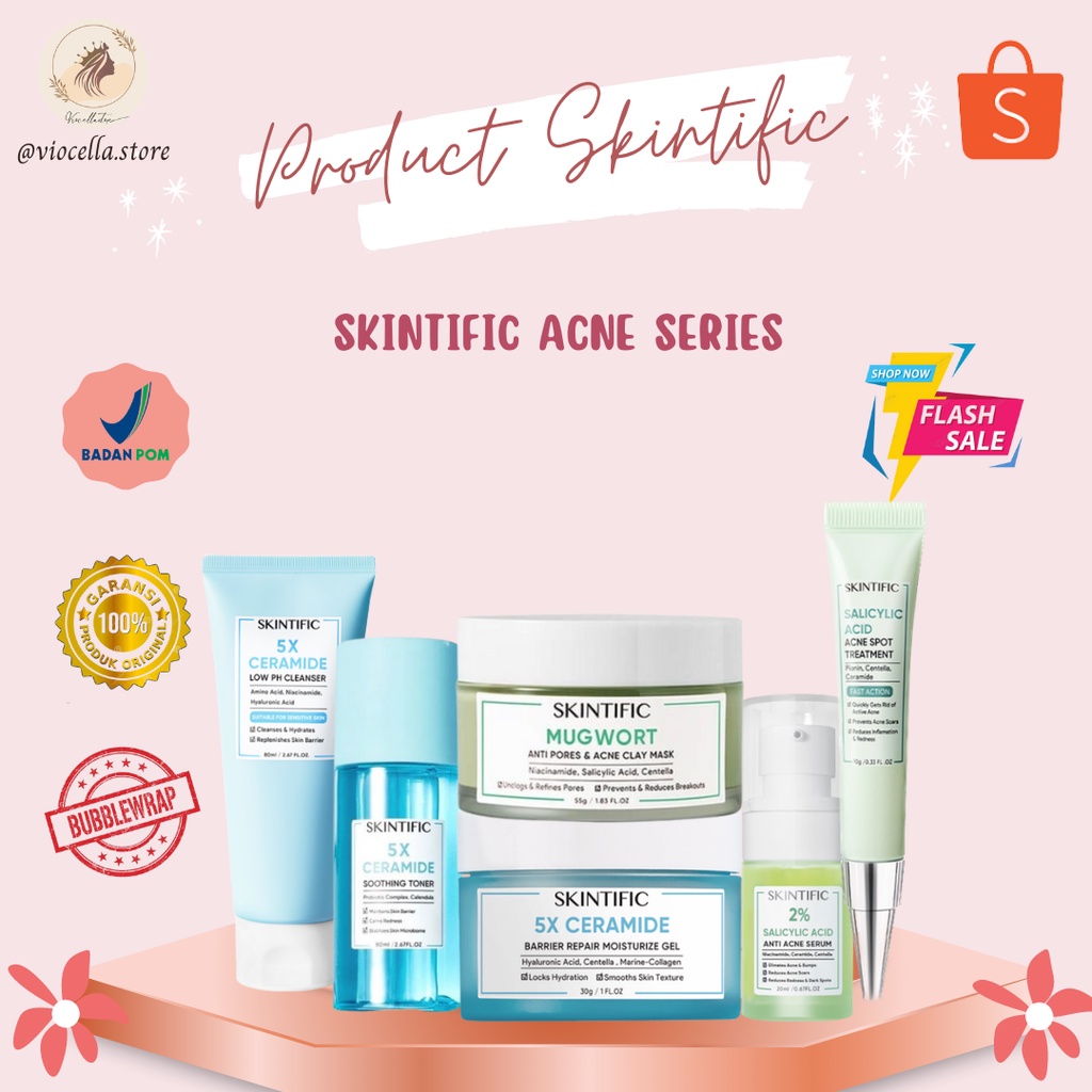 Jual SKINTIFIC ACNE SET 5X Ceramide Barrier Repair Moisture Gel/5X Ceramide Soothing Toner 80ml ...