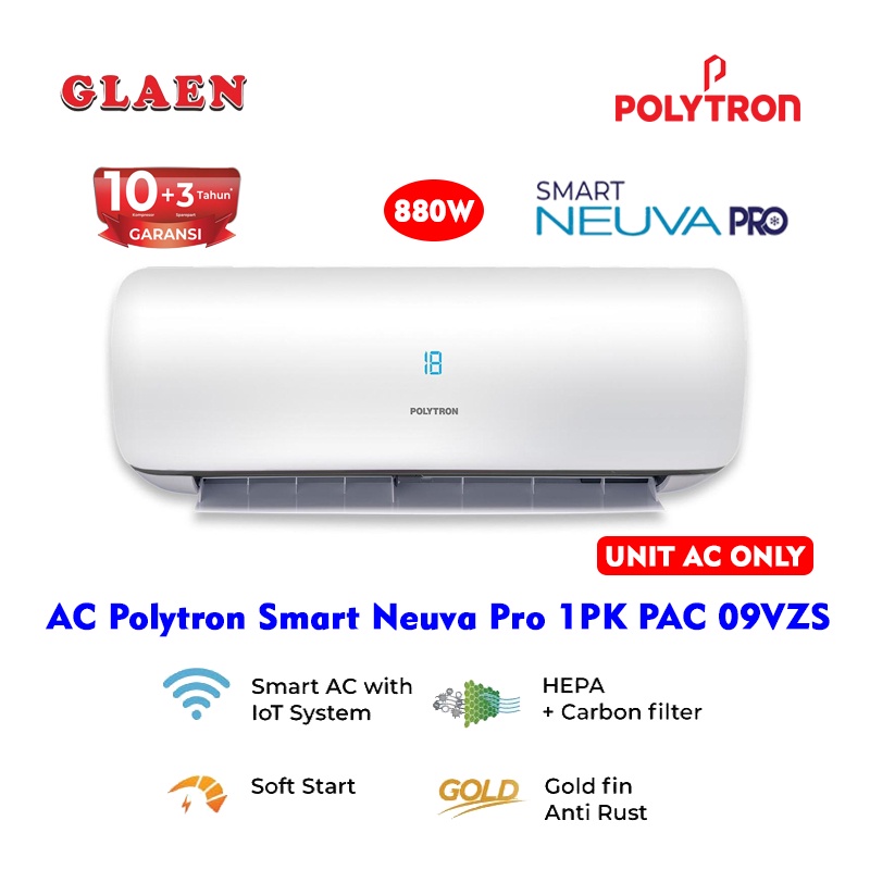 Jual AC Polytron 1 PK Smart Neuva Pro PAC-09VZS | AC Split Polytron 1PK Smart Home | Unit AC ...