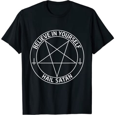 Jual Baju Believe In Yourself Hail Satan Satanic Pentagram T-Shirt ...