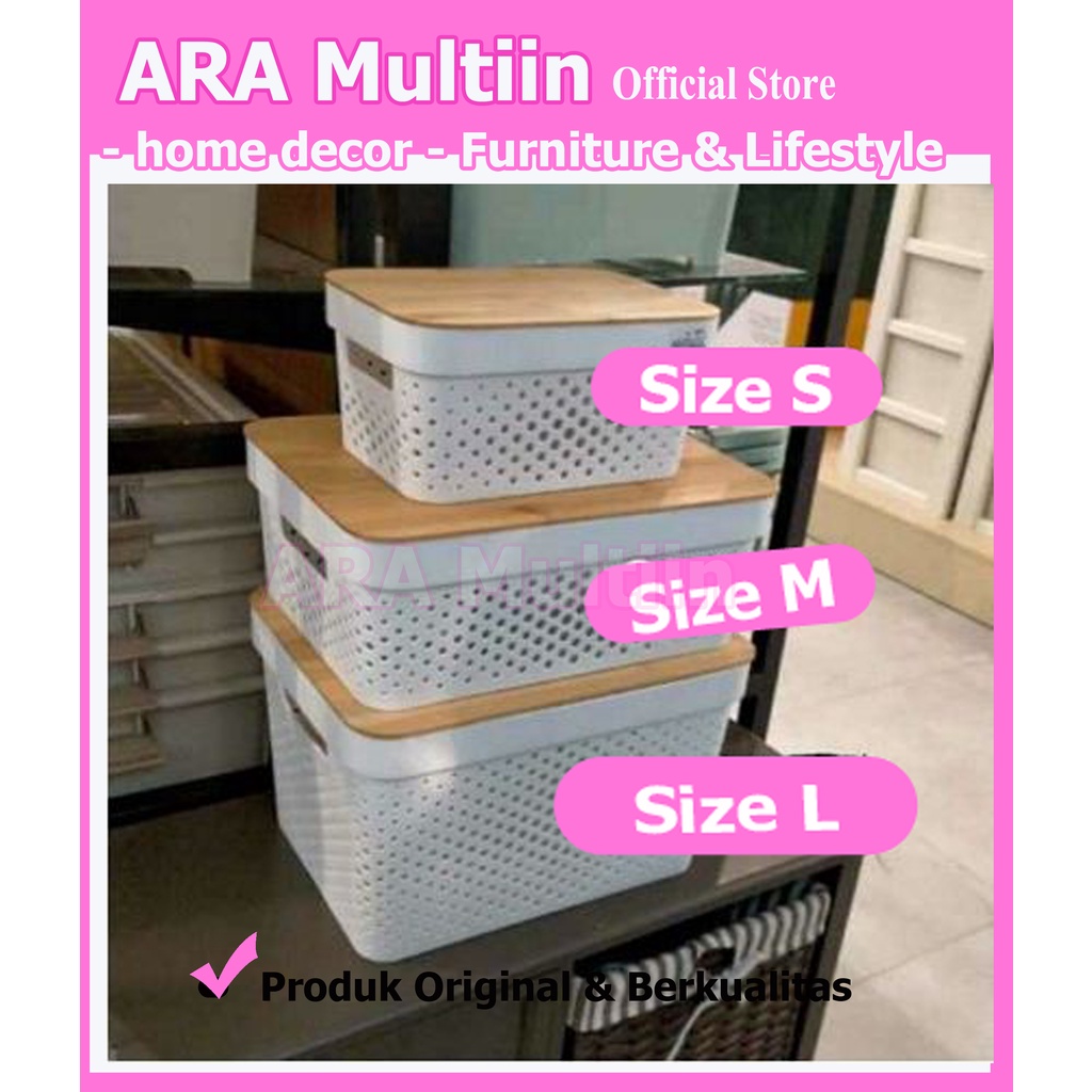 Jual INFORMA - STORAGE BOX NATURAL WAFFLE / KOTAK PENYIMPANAN TUTUP ...