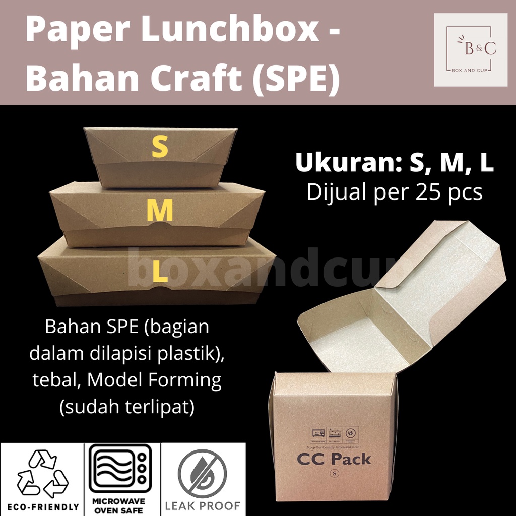 Jual Paper Lunch Box Kraft Small, Medium dan Large / Dus Kotak Nasi ...
