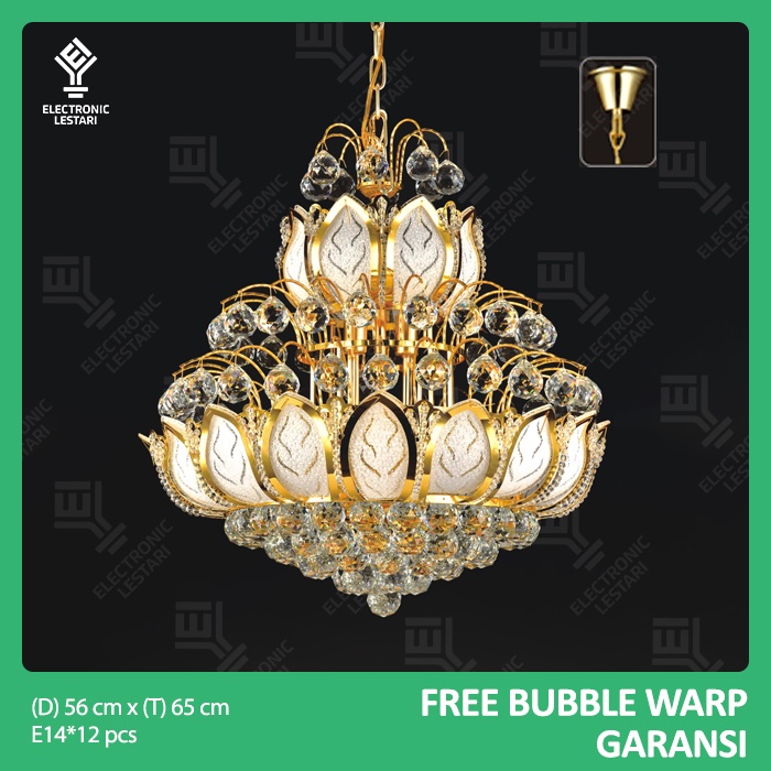 Jual Lampu Gantung Kristal Minimalis Ruang Tamu Void Tangga Modern Bunga 56 cm Elegan 0043 ...