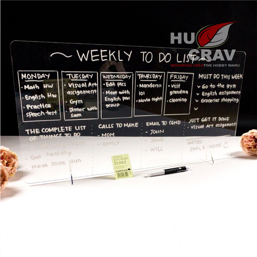 Jual Papan Tulis Akrilik / Acrylic Note / Planner Board 30 x 60 cm ...