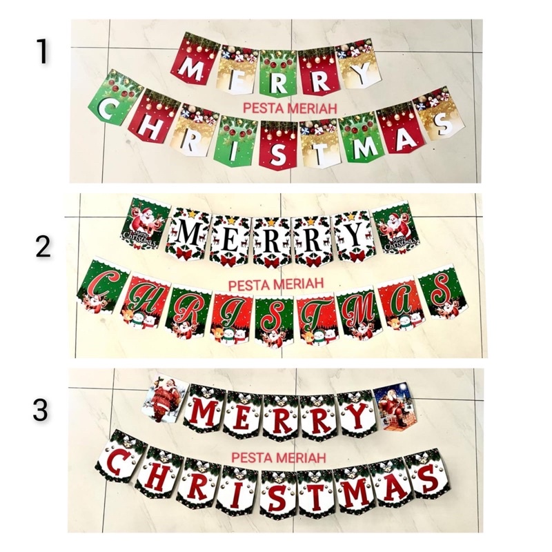 Jual BANNER MERRY CHRISTMAS / BUNTING FLAG MERRY CHRISTMAS / TULISAN ...