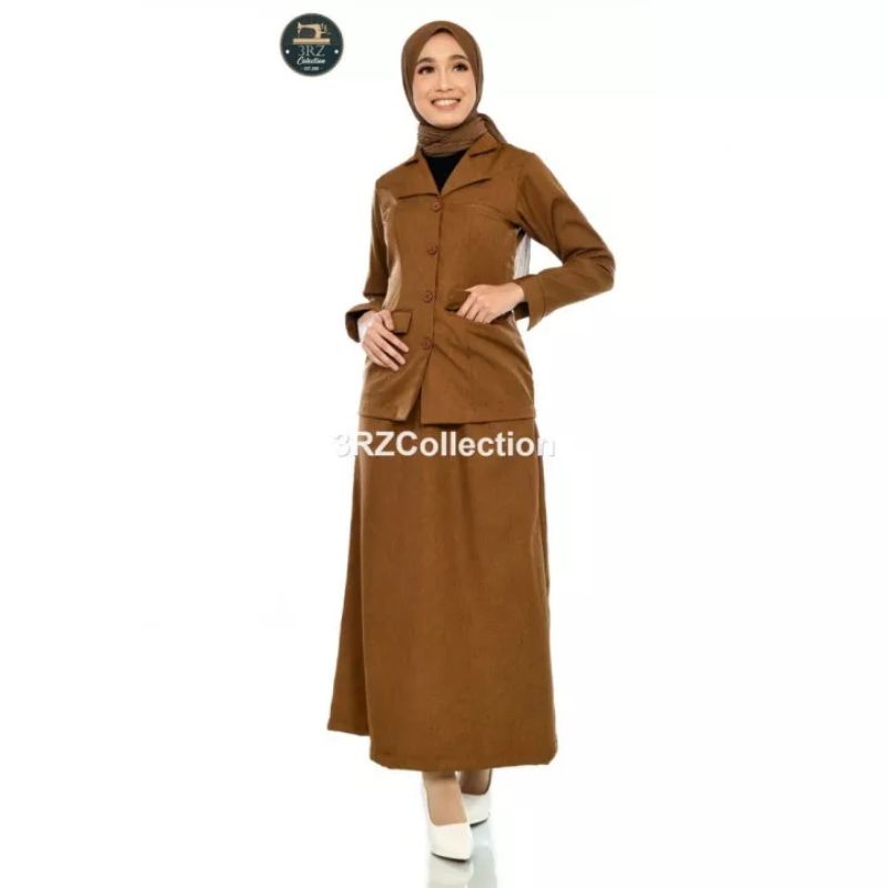 Jual Setelan Baju Seragam Dinas PNS Pemda Blazer Guru Coklat Wanita Rok dan Celana Panjang ...