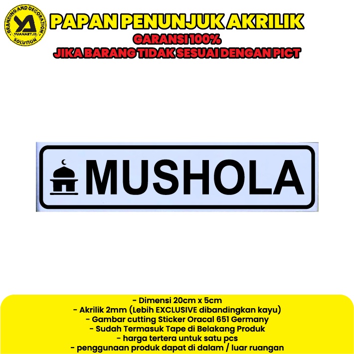 Jual akrilik sign mushola papan nama label akrilik plat acrylic ...