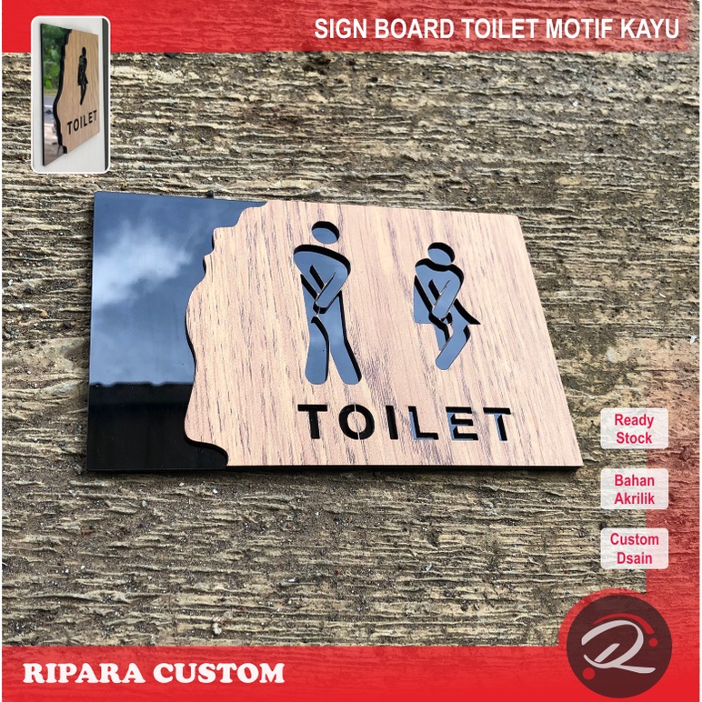 Jual Sign Board Toilet Akrilik motif kayu . Papan petunjuk toliet ...