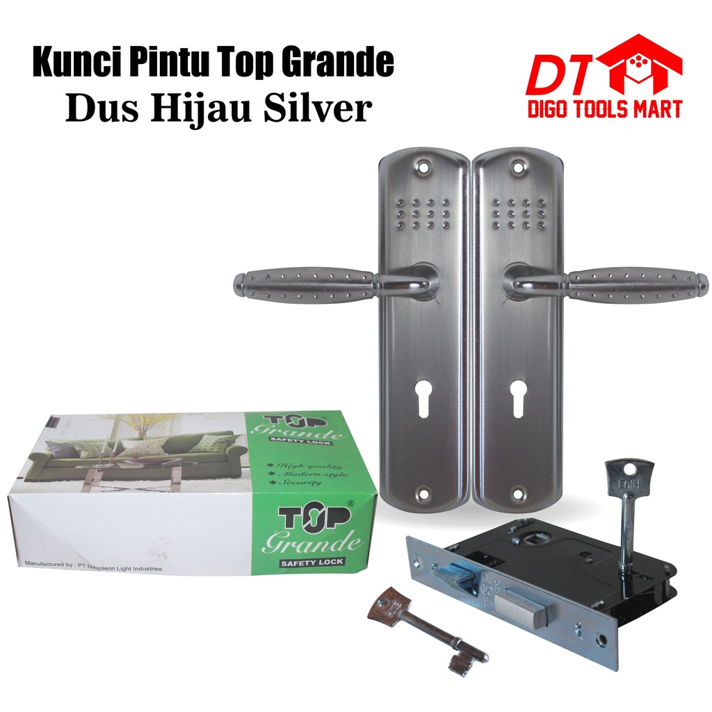 Jual Kunci Pintu Top Grande Dus Hijau Silver Tanpa Silinder Handle ...