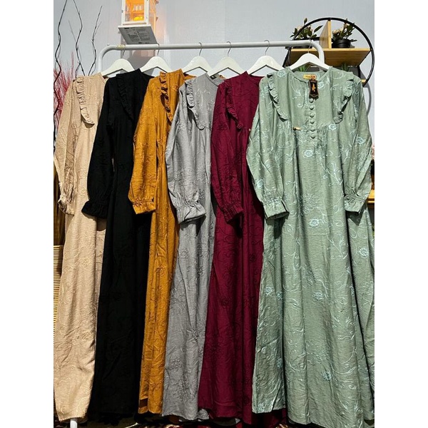 Jual Gamis Linen Bordir Crespo Kancing Bungkus ( Brand Rifanna By Najwa ...