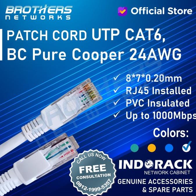 Jual Patch Cord 20M Utp Cat 6 Indorack - Kabel Ethernet Lan Cat6 20 ...