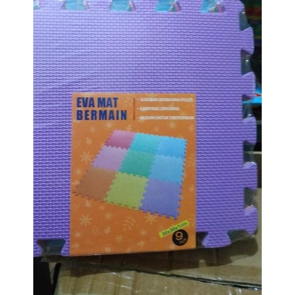 Jual Matras alas main anak karpet busa gabus 60cm isi 9pc playmat kayu ...