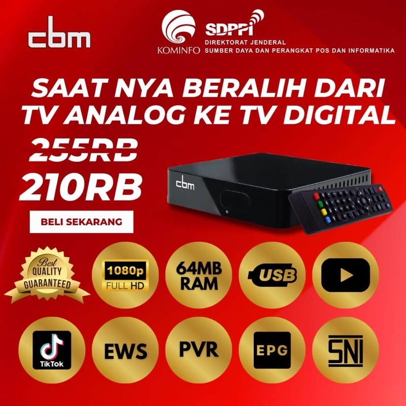Jual STB Set Top Box TV Digital CBM SN-STB1801 Android TV DVB T2 Untuk Semua TV Receiver Antena ...