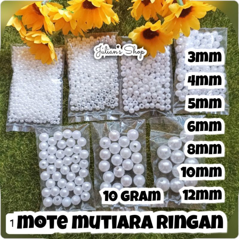 Jual 10 Gram Manik Mutiara Ringan 3mm 4mm 5mm 6mm 8mm 10mm 12mm Mutiara ...