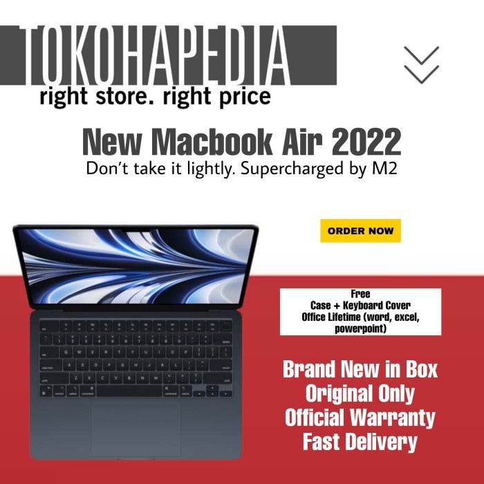 Jual Macbook Air M2 Chip 2022 13" 256GB / 512GB Midnight, Silver ...