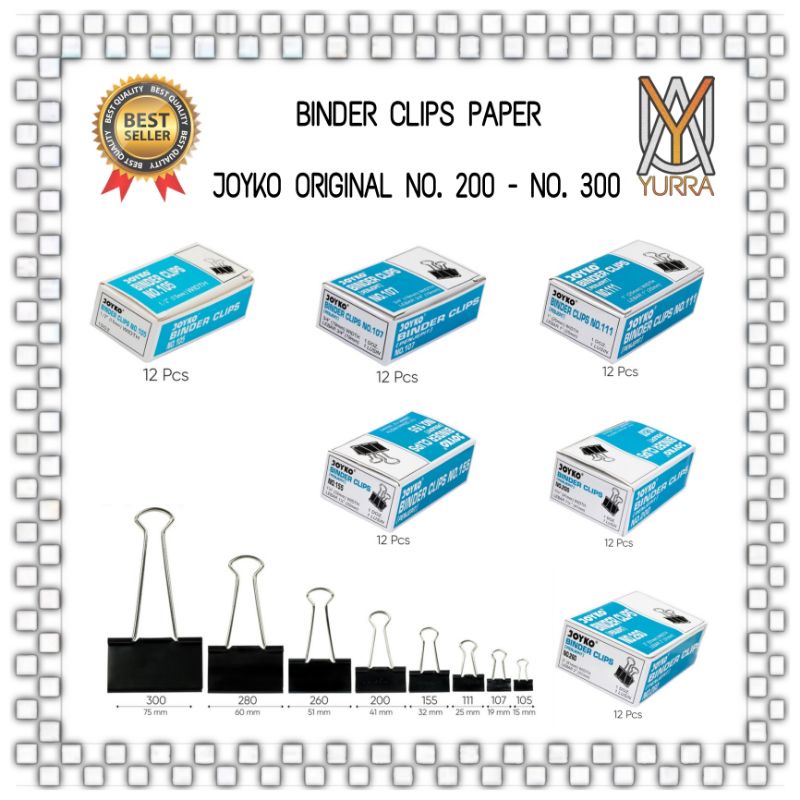 Jual YURRA - BINDER CLIP KLIP PENJEPIT KERTAS JOYKO BLACK UKURAN BESAR ...
