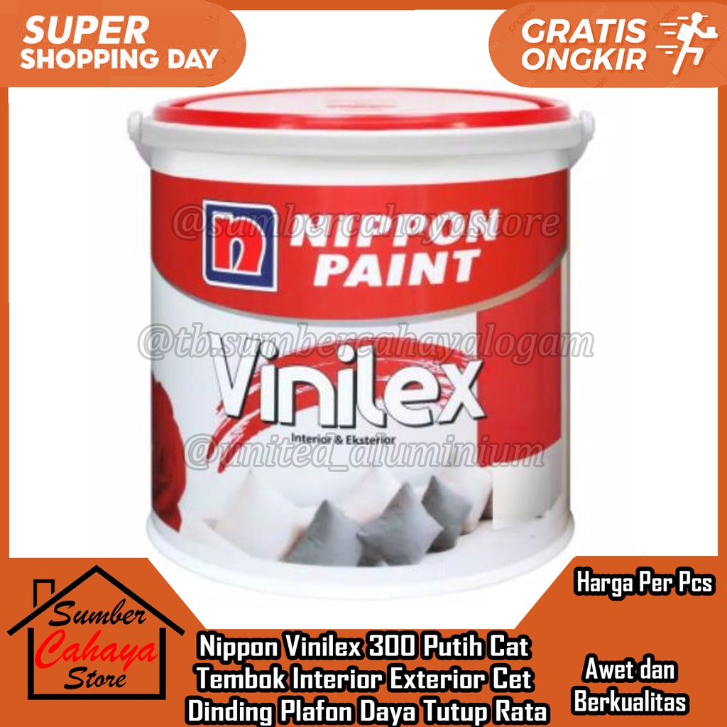 Jual Cat Tembok Vinilex 4 Kg Galon Putih 300 4kg Cet Dinding Gypsum ...