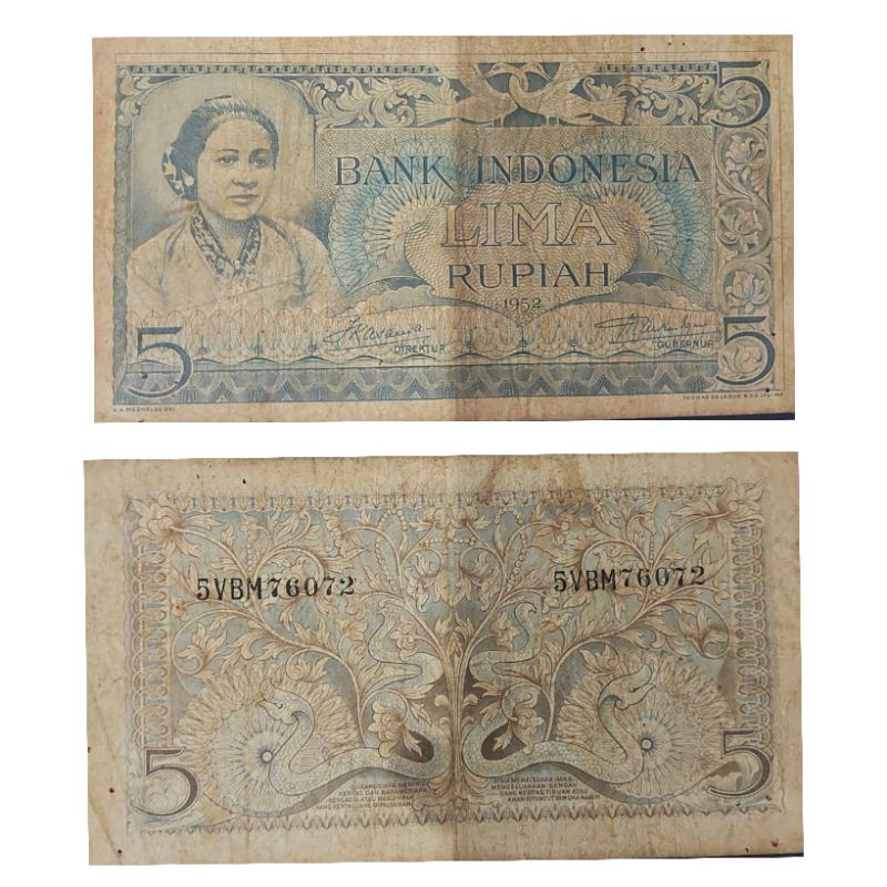 Jual Uang Kuno Indonesia 5 Rupiah Budaya 1952 Original 100% Kondisi Kertas Masih Bagus | Shopee ...
