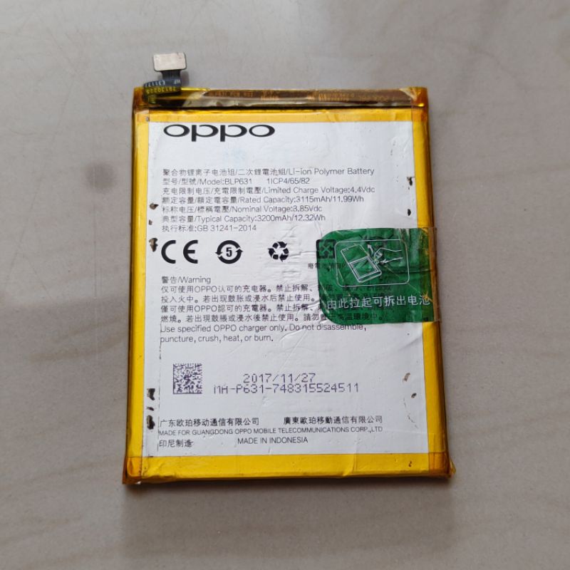 Jual baterai battery batre oppo f5 cph1723 ori original copotan model blp631 - f3 | Shopee Indonesia
