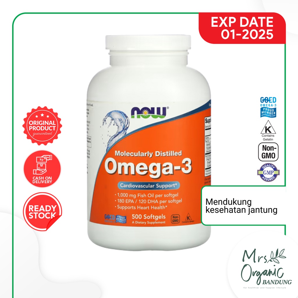 Jual Vitamin Omega 3 NOW Foods, Omega 3 180 EPA/120 DHA 500 Softgel ...
