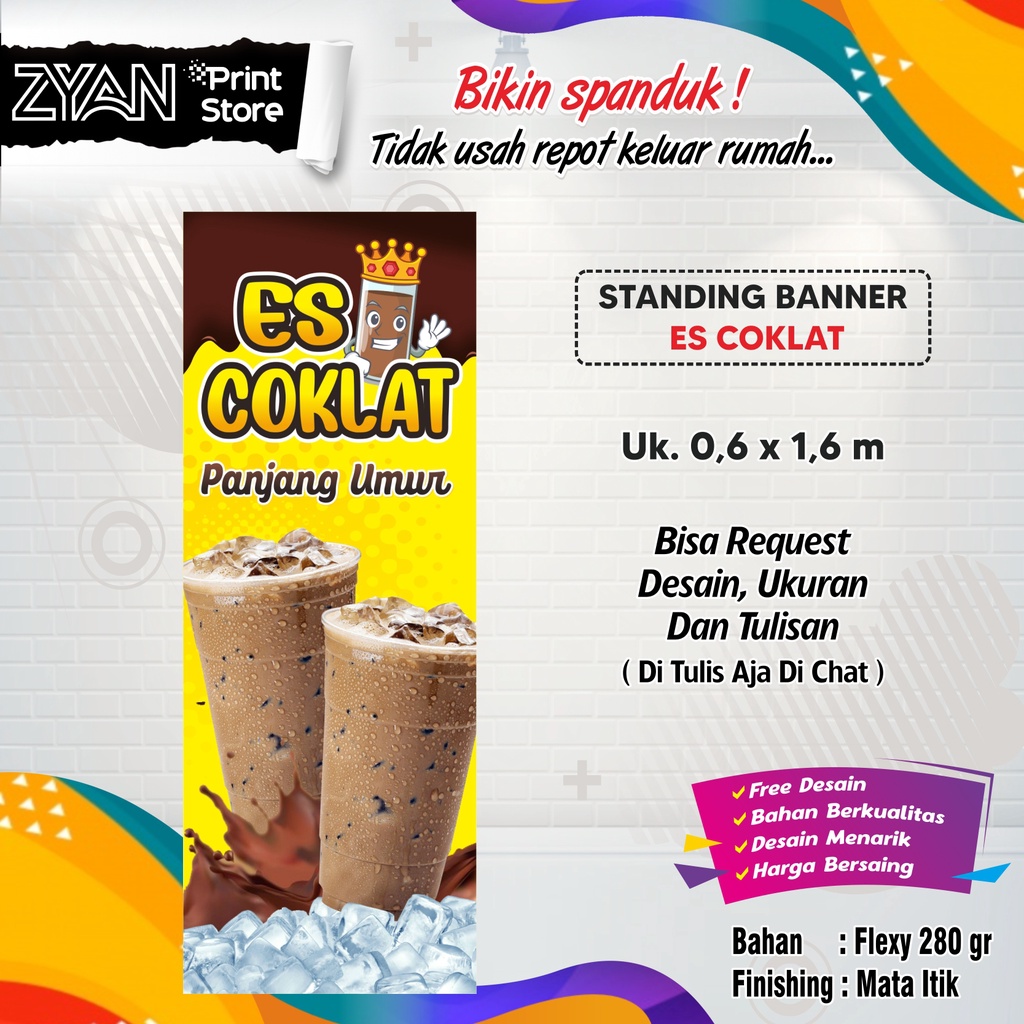 Jual SPANDUK BANNER ES COKLAT PANJANG UMUR, NYOKLAT | Shopee Indonesia