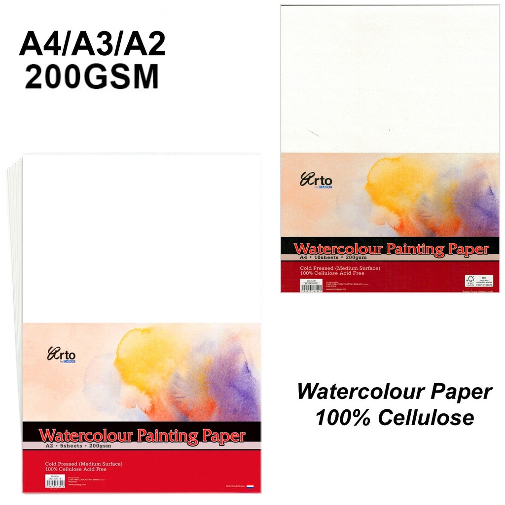 Jual ARTO A2 200 GSM 5S CELLULOSE W/C PAPER /WATERCOLOR PAPER | Shopee ...