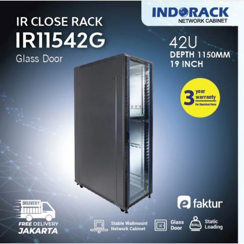 Jual Close Rack INDORACK Glass Door Rack Server 42u Depth 1150mm ...