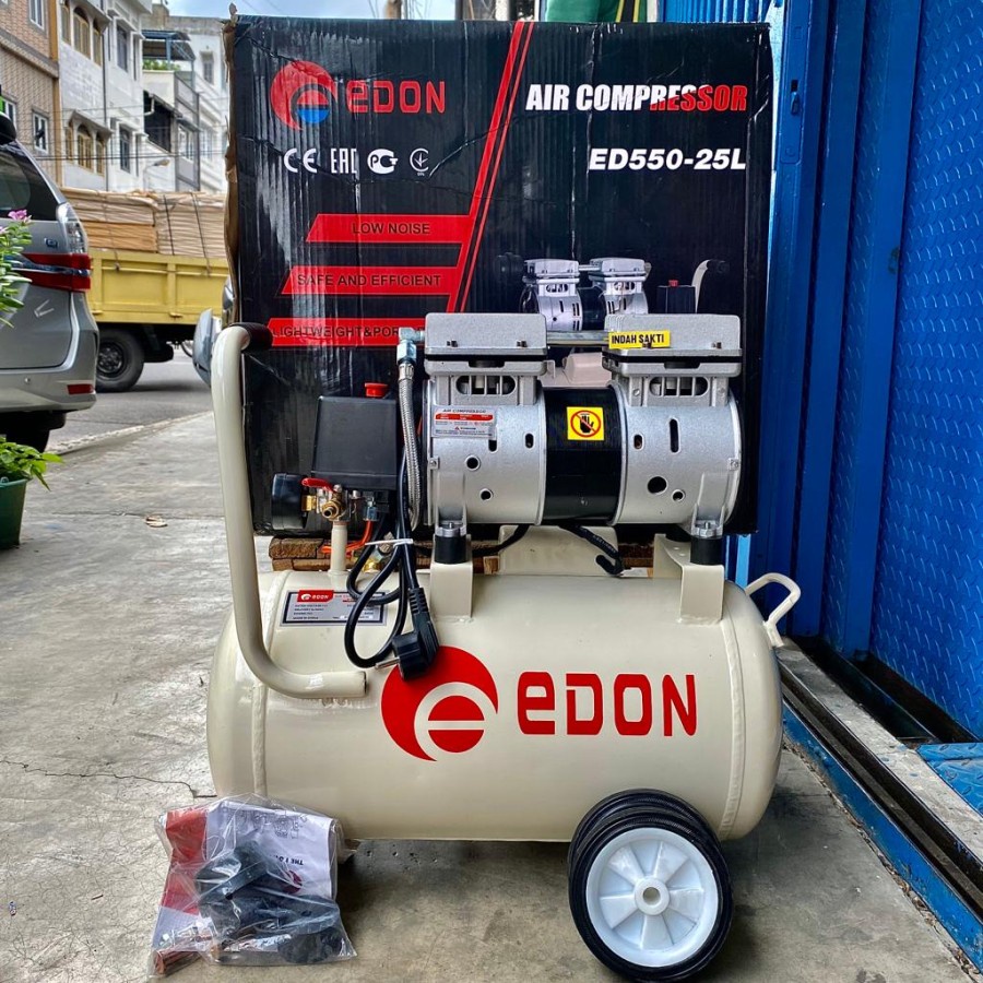 Jual Kompresor Angin Tanpa Oli Oilless Air Compressor 3/4 HP Edon ED550-25L | Shopee Indonesia