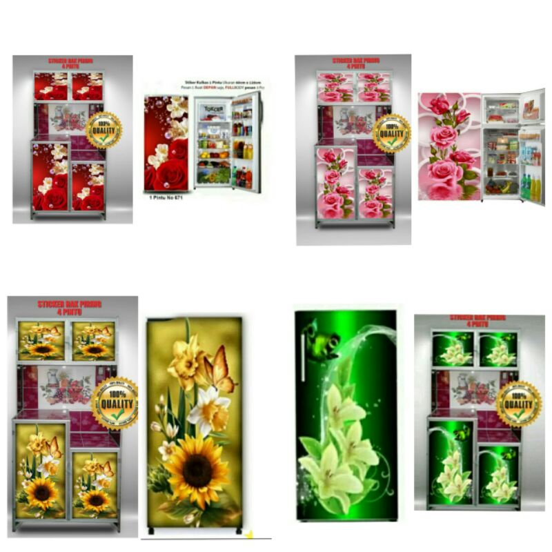 Jual STICKER Rak piring Paket 2in1 Kulkas/Rak Piring Motif bunga ...