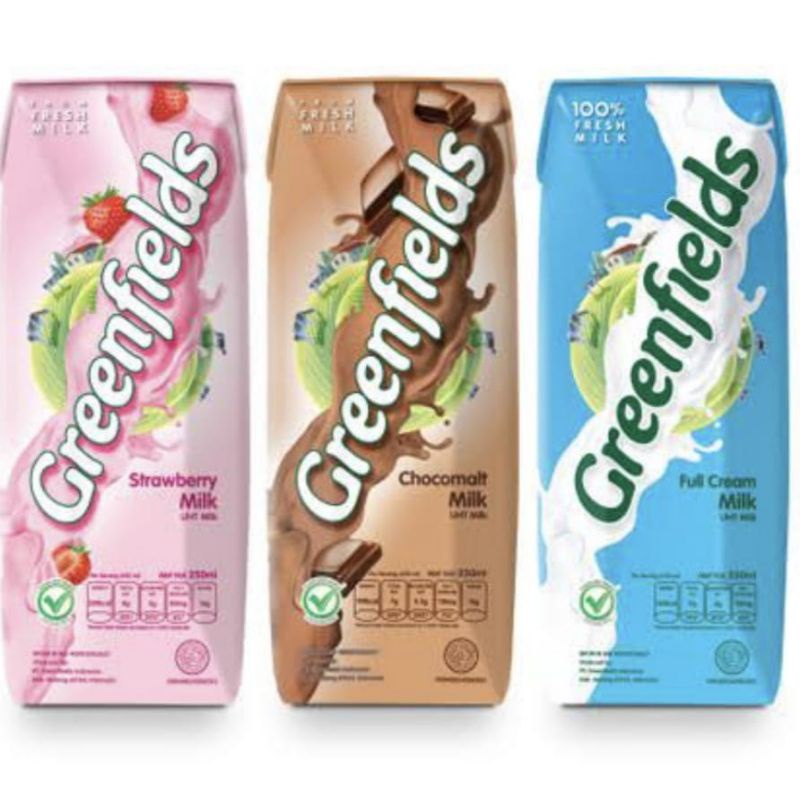 Jual Susu Greenfield UHT Rasa Choco Malt, Full Cream , Strawberry 250 ml 1 Dus 32 Pcs | Shopee ...