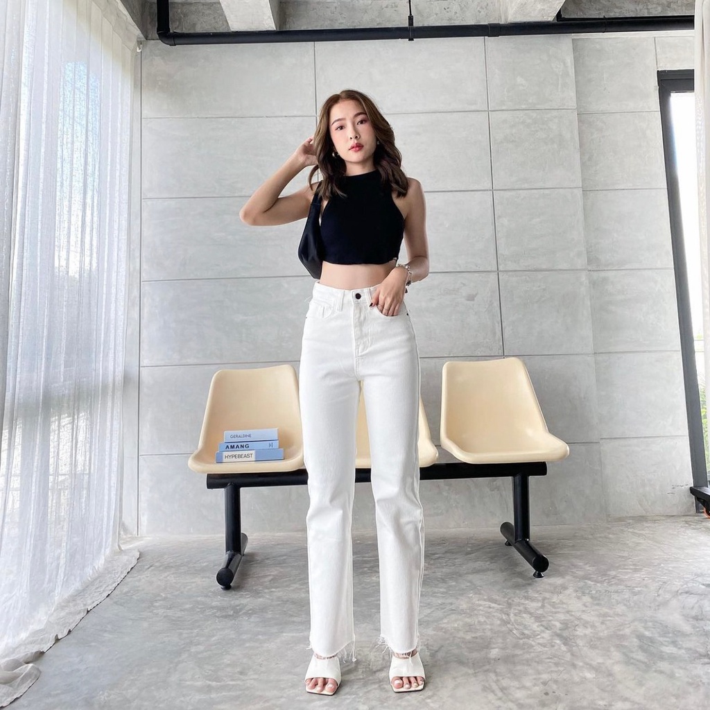 Jual FWR - STELLA HIGHWAIST LOOSE JEANS PUTIH | Shopee Indonesia