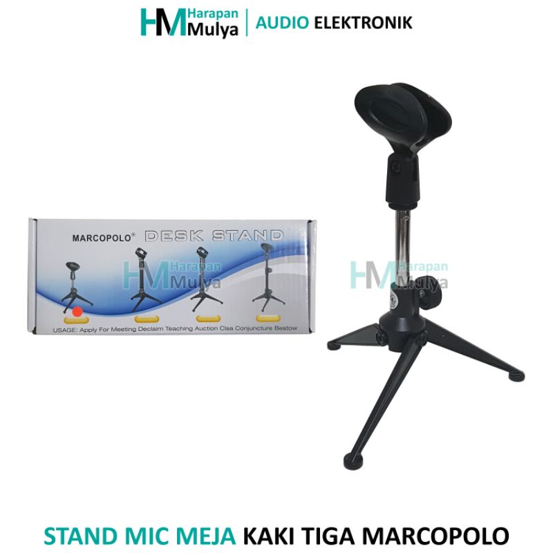 Jual Marcopolo Stand Mic Tiang Dudukan Microphone Meja Rapat Podium Kaki Tiga + Bonus Holder Mik ...