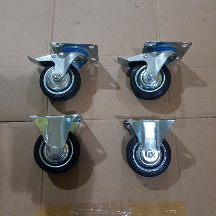 Jual Roda Roda Etalase Karet 3 Inch (2Muter+Rem 2Mati) | Shopee Indonesia