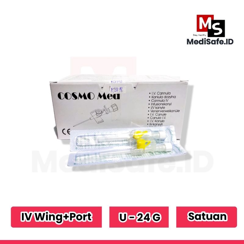 Jual Onehealth Iv Catheter With Injection Port 24 G Abocath Jarum Infus ...