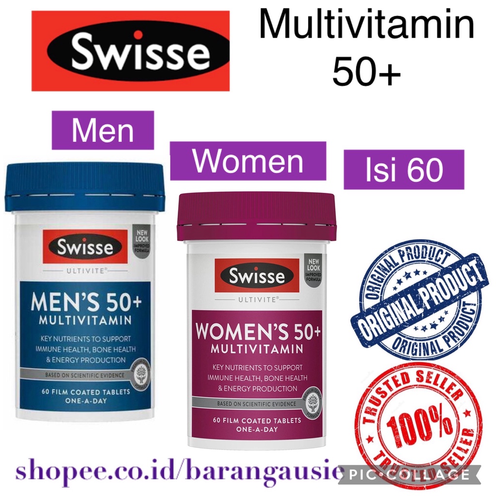 Jual Swisse Women Men Ultivite Multivitamin 50+ 60 Tablets Buat Wanita Pria 50+ Tahun | Shopee ...
