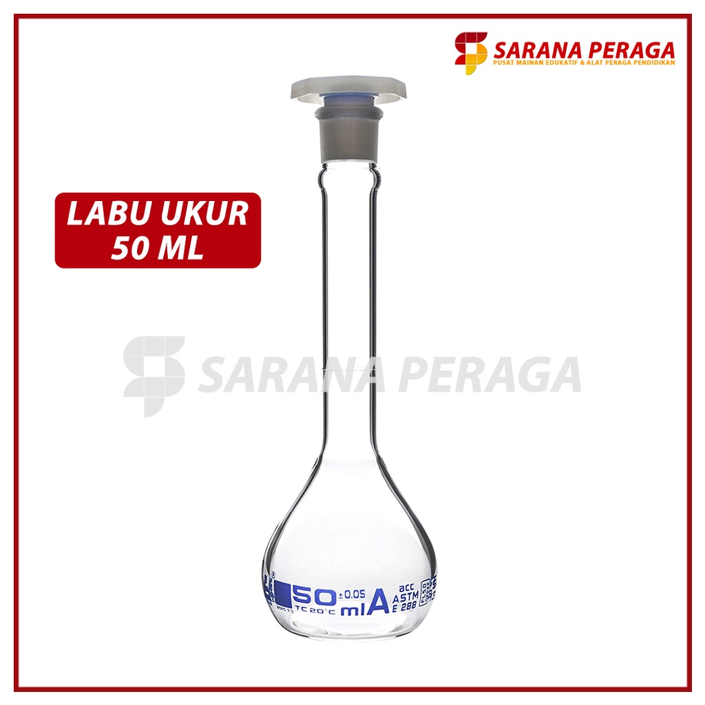 Jual SaranaPeraga - Labu Takar / Labu Ukur 50 ML Kaca - Alat Peraga Laboratorium Kimia | Shopee ...