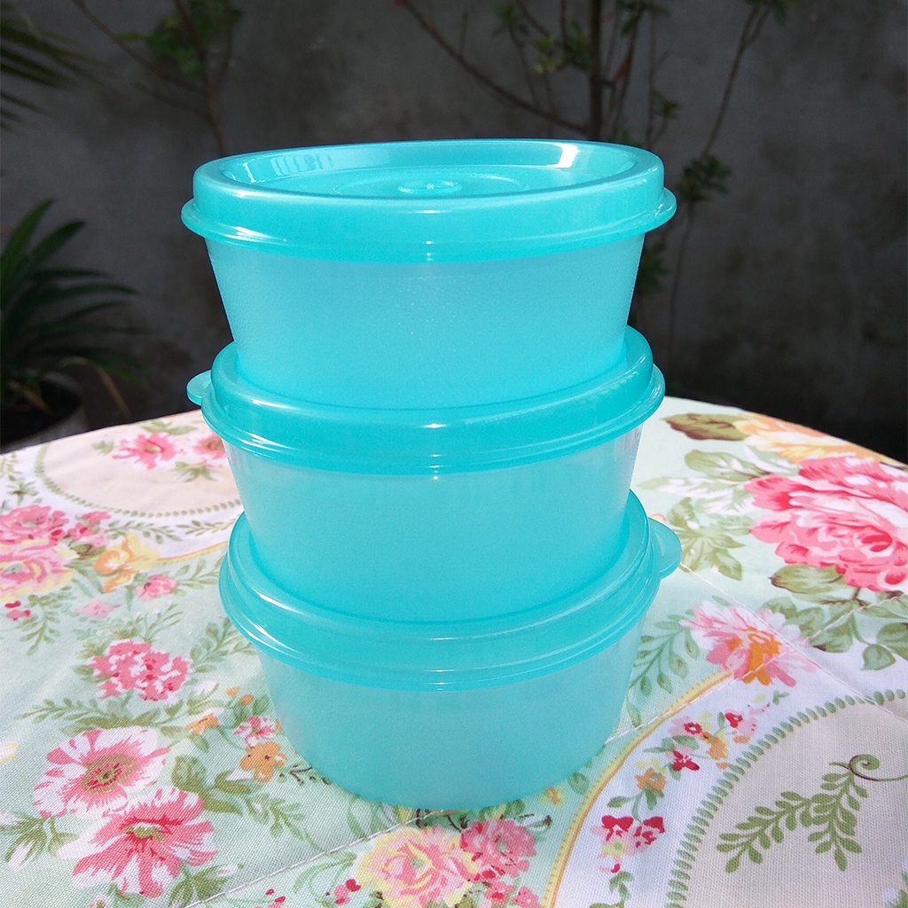 Jual TUPPERWARE Small Round Container Blue 80 ML 3 Pcs | Shopee Indonesia