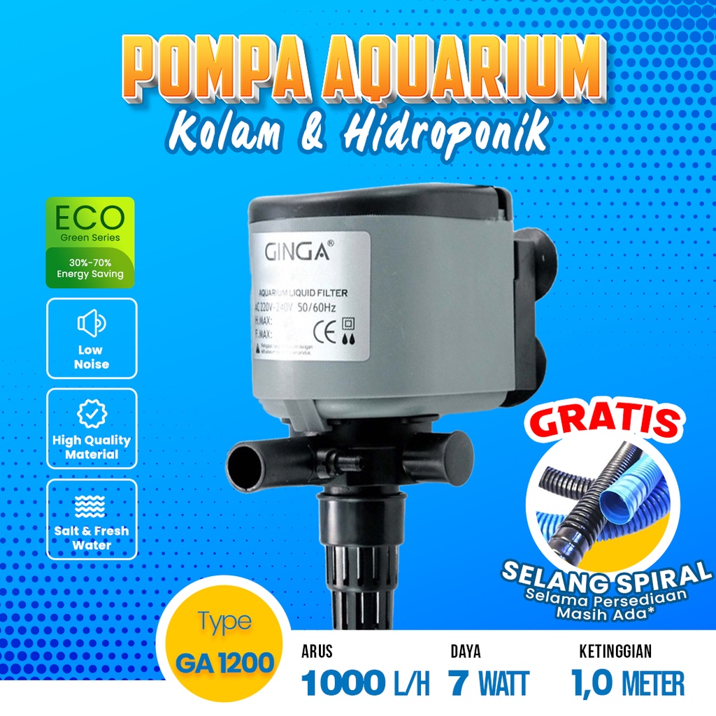 Jual Pompa Aquarium Power Head Filter Kolam Koi Mesin Air Terjun 1200 ...