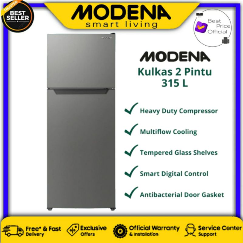 Jual Kulkas MODENA 2 Pintu RF 3150TGSR RF3150TGSR 315 Liter No Frost ...