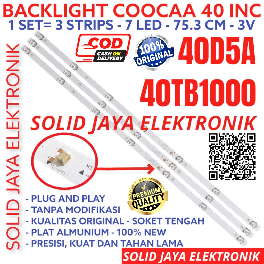 Jual BACKLIGHT TV LED COOCAA 40 INC 40D5A 40TB1000 40TB 40D 5A 1000 LAMPU BL 7K 3V 7LED 7 ...