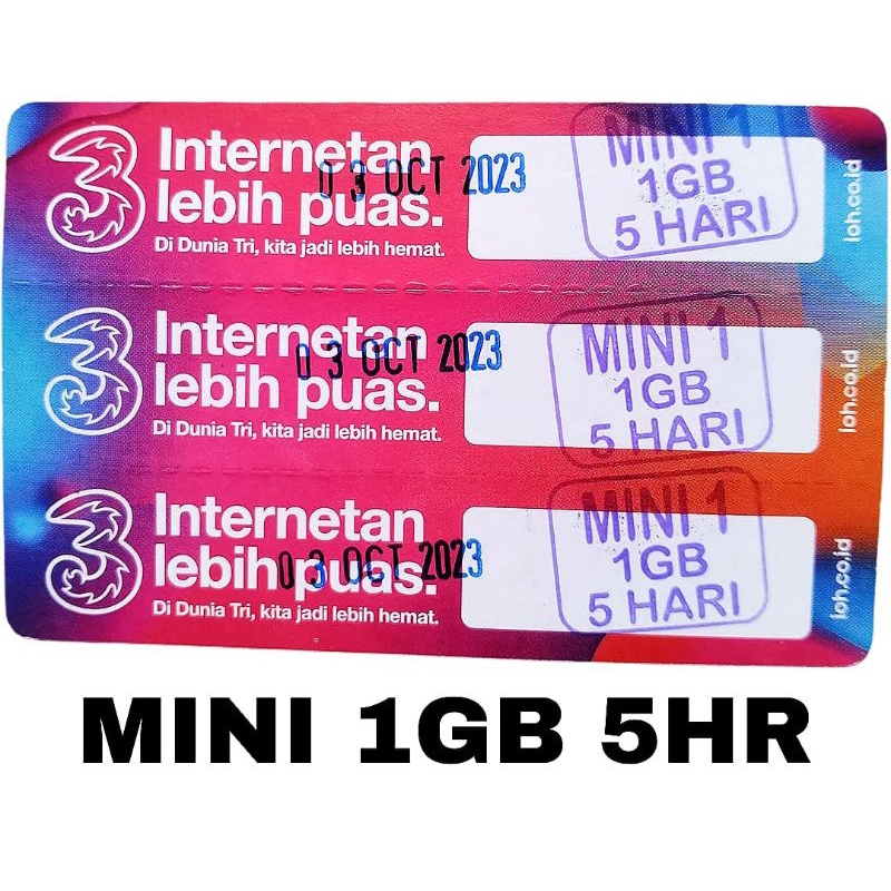 Jual VOUCHER PAKET DATA TRI 2 GB 5H | Shopee Indonesia