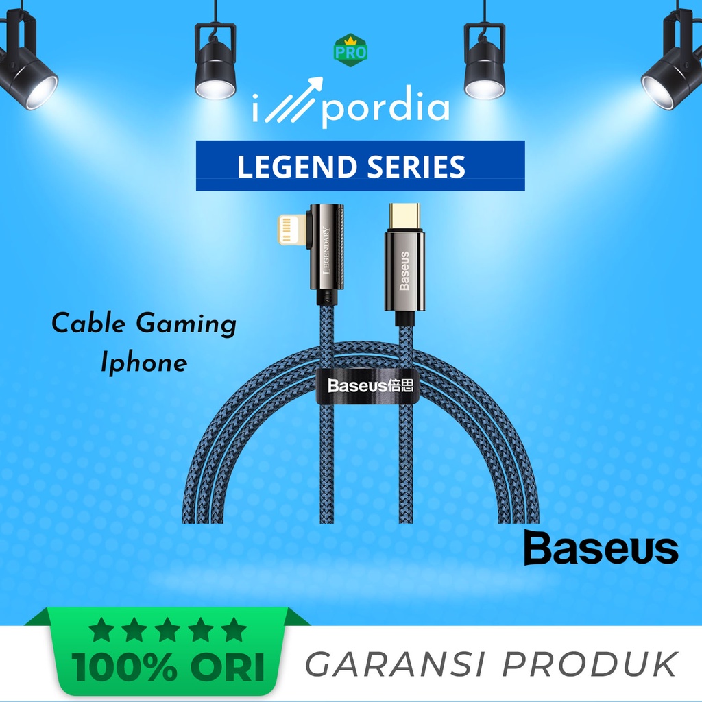 Jual BASEUS KABEL DATA GAMING FAST CHARGING 20W TYPE C TO LIGHTNING ...