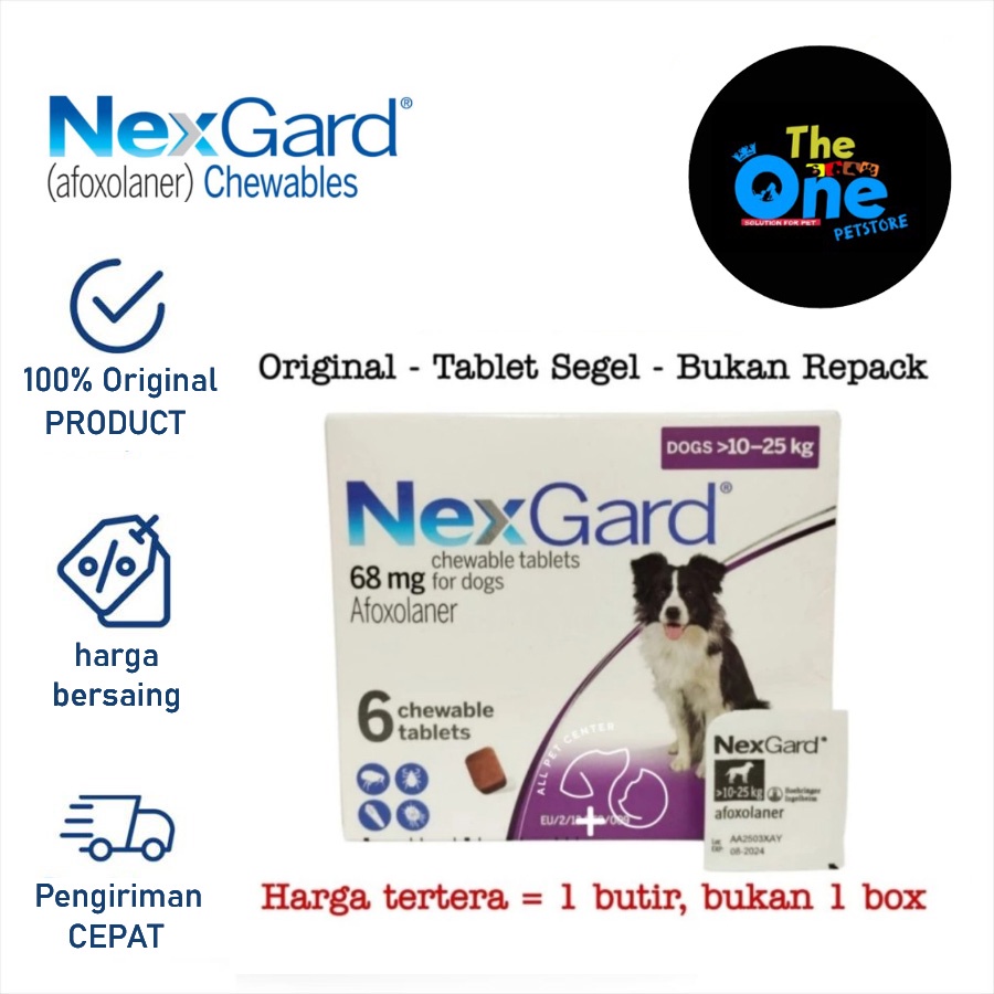 Jual Obat Kutu Anjing Demodex Scabies NEXGARD Ukuran 10-25 Kg Harga 1 Tab | Shopee Indonesia