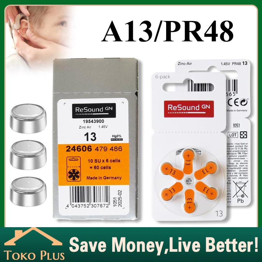 Jual 6Pcs Baterai Ukuran 13 Universal Alat Bantu Dengar Battery Baterai GN Resound 13 Hearing ...