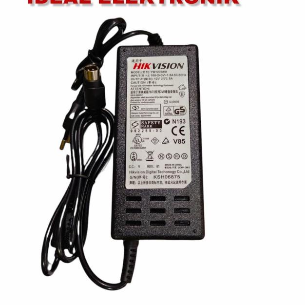Jual Adaptor hikvision 12V 5A 4 pin DVR Adaptor NVR CCTV Adaptor ...