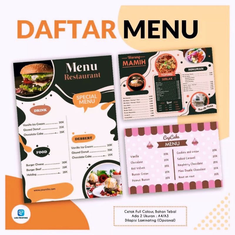 Jual CETAK DAFTAR MENU MAKANAN DAN MINUMAN A4 CUSTOM | Shopee Indonesia